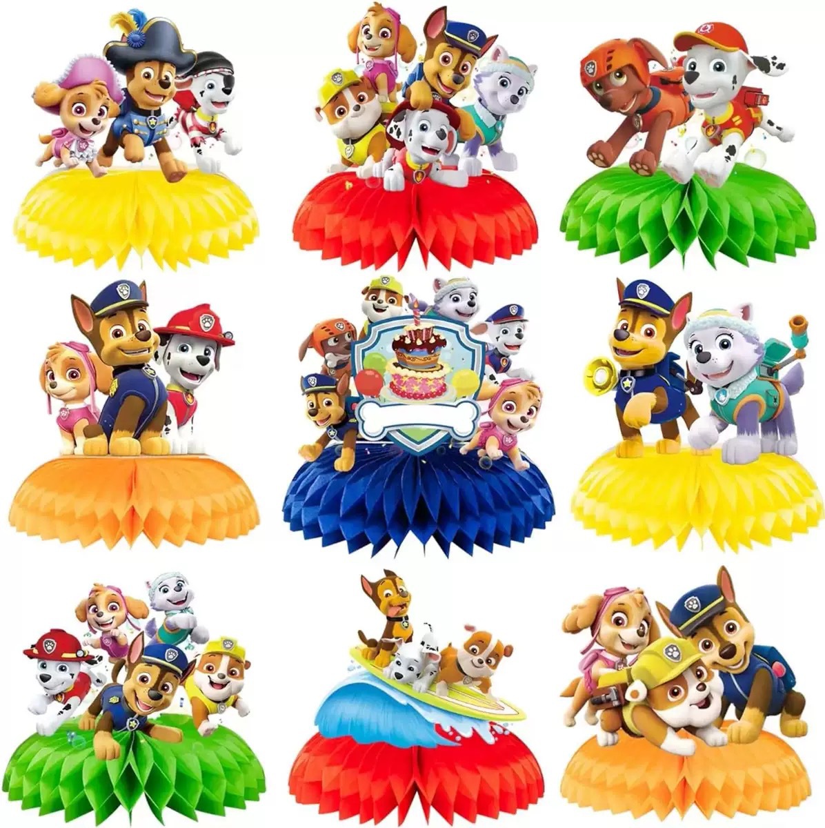 9 Paw Patrol Honeycomb Balls Table Decorations for Kids Birthday ...